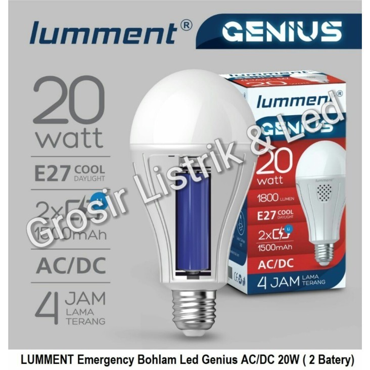 Jual Produk Lumment Emergency Bohlam Led Genius AC/DC 20w | Shopee ...