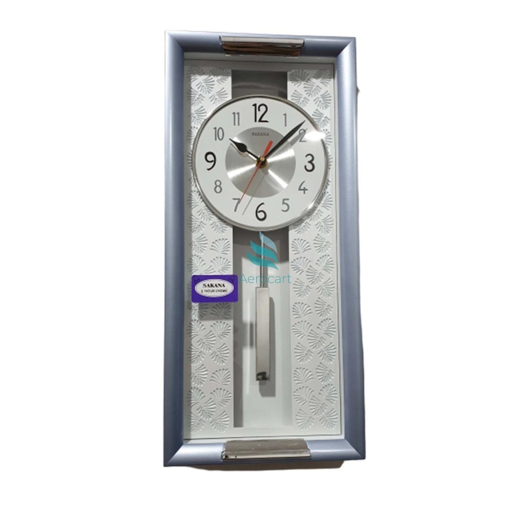 Jual DISKON Jam Dinding Bandul SAKANA 389 Warna Biru Muda Ukuran 45 x ...