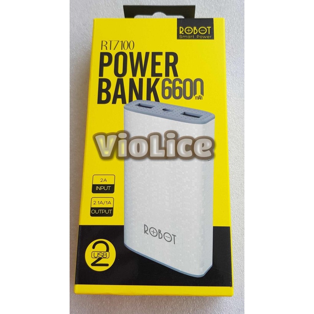 Jual Power Bank Robot Vivan 6600 mah RT7100 Dual Oitput Garansi 1 Thn ...