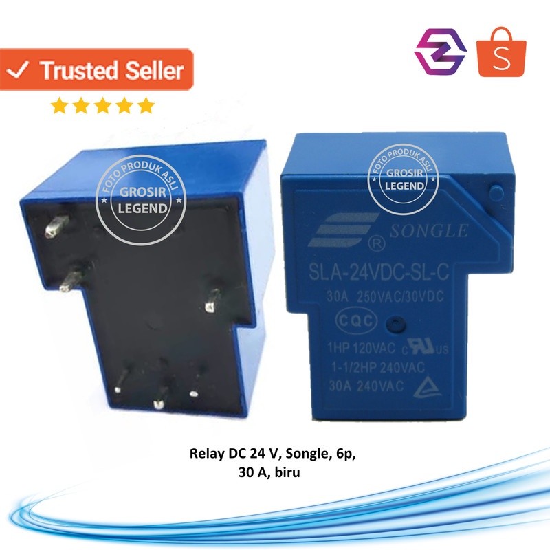 Jual Relay DC 24V 6p 6 p 6pin 6 pin 30A Songle relay kodok | Shopee ...