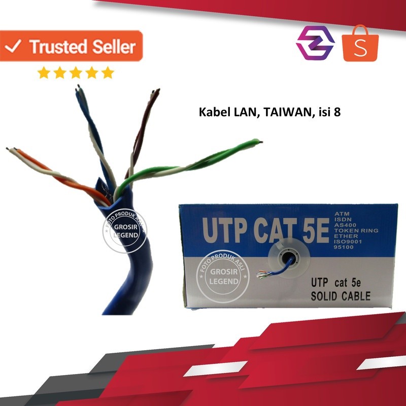 Jual Kabel lan internet isi 8 utp cat 5E Taiwan 1000ft 1 meter | Shopee ...