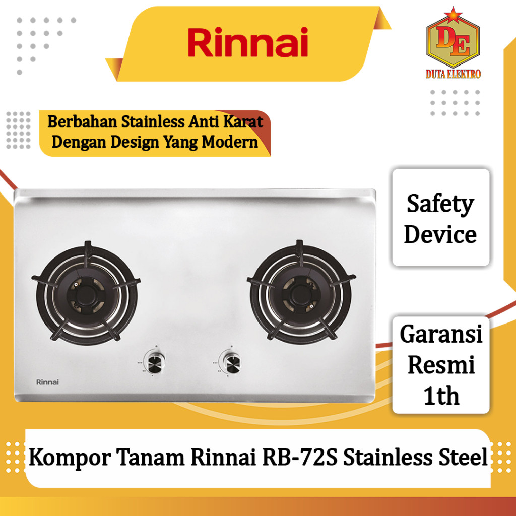 Jual Kompor Tanam 2 Tungku Rinnai RB 72 S Stainless Steel | Shopee Indonesia
