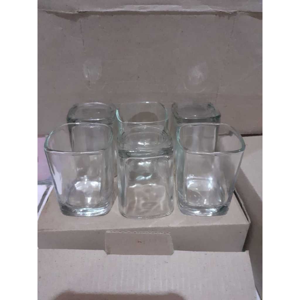 Jual Gelas Sloki Kecil Kaca Kotak Estetik Kopi Shoot 75 ml | Shopee ...
