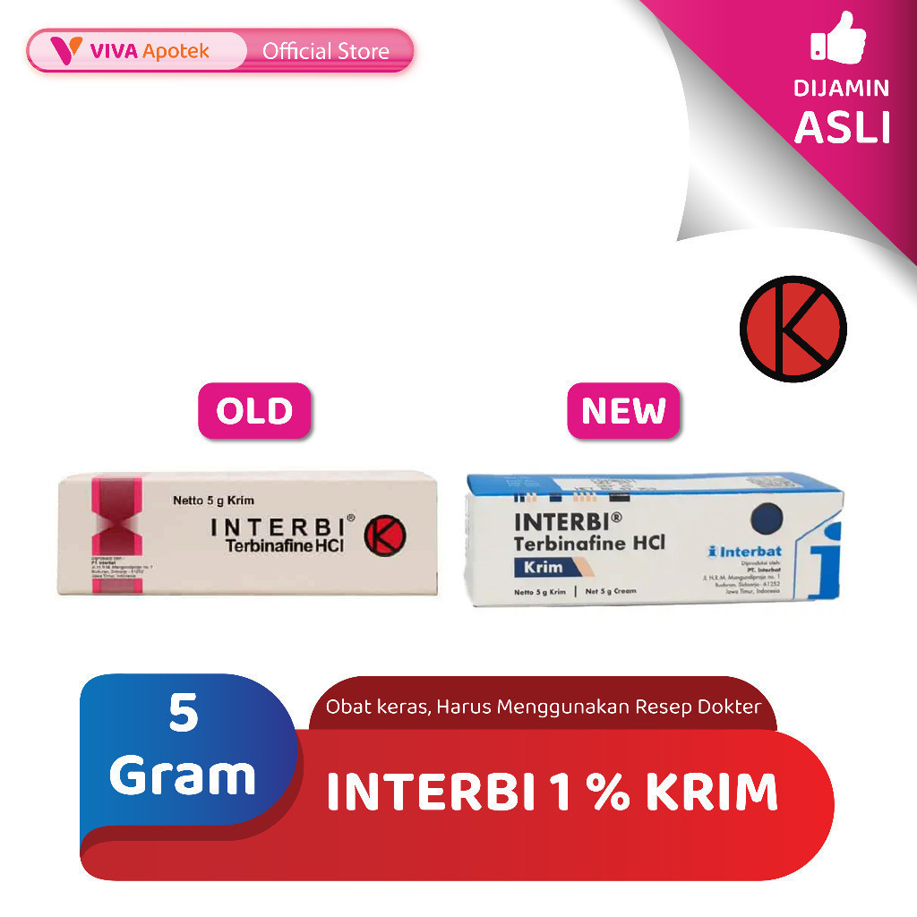 Jual Interbi 1 % Krim / Terbinafine HCl / Infeksi Jamur Kulit (5 Gram ...