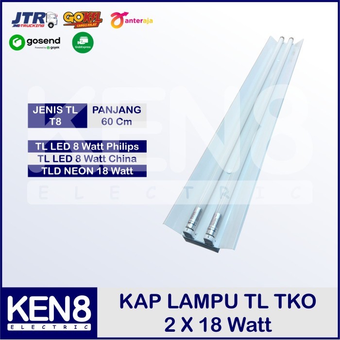 Jual Produk Kap Lampu TL TKO 2 x 18 Watt 2 x 8 Watt LED | Shopee Indonesia