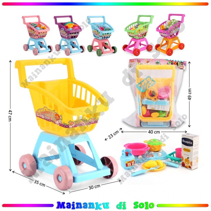 Jual [Mainanku] Trolley Belanja Isi Cooking Set & Food Set Shopping ...
