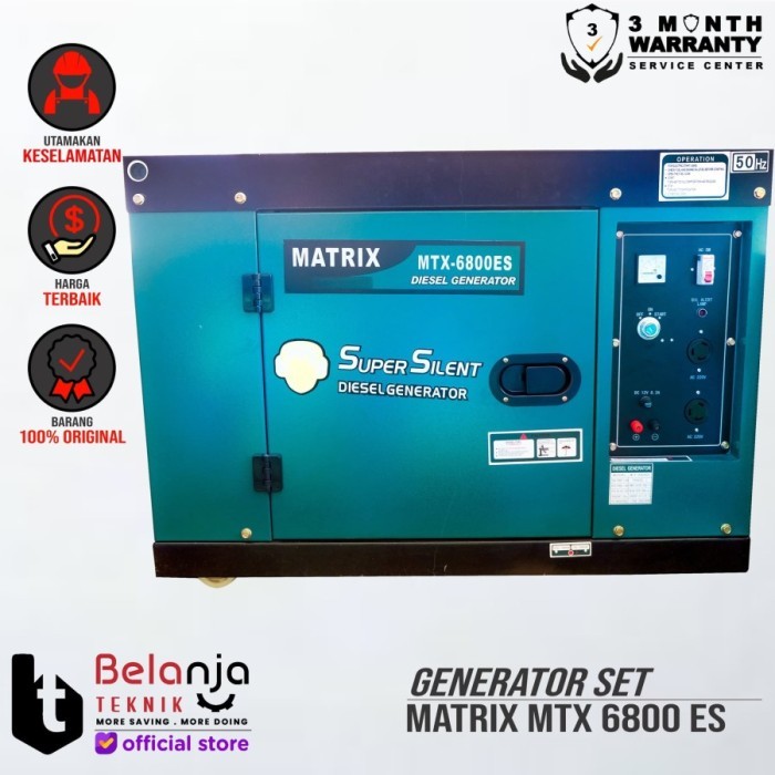 Jual Tersedia Matrix Genset Diesel Super Silent Mtx 6800 Es 5000 Watt ...