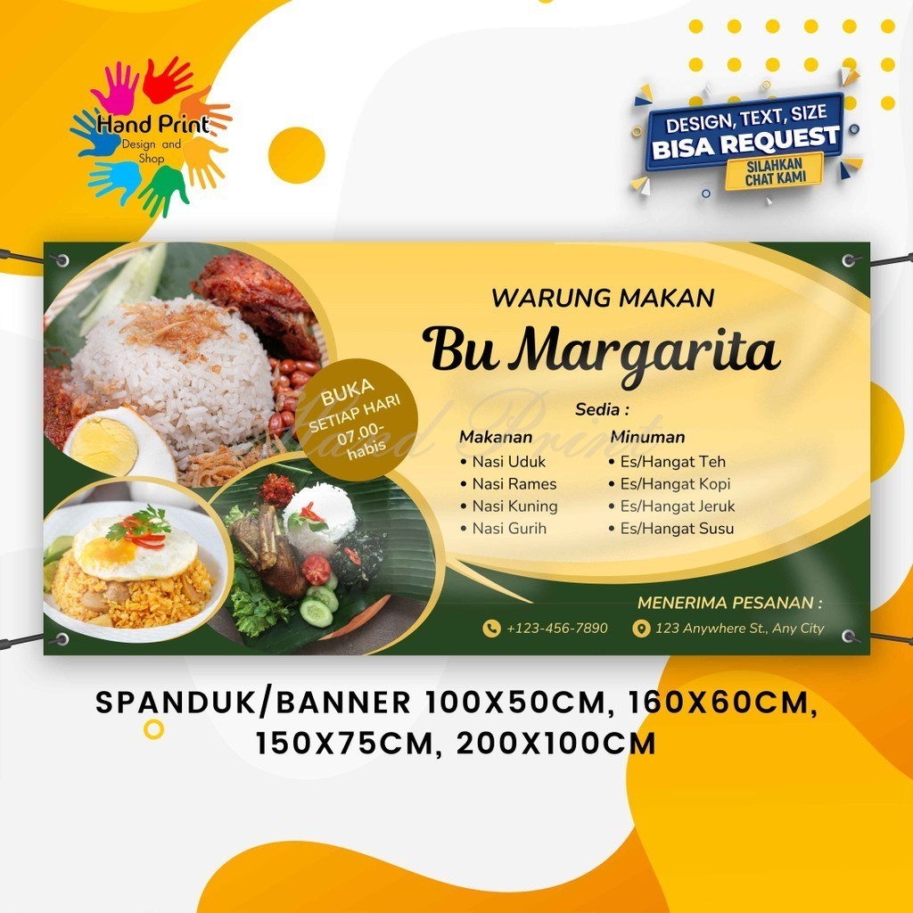 Jual Cetak Spanduk Banner Warung Makan Warteg Hijau Kuning MMT Spanduk ...