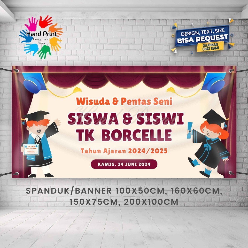 Jual Cetak Spanduk Banner Wisuda Kelulusan Perayaan Merah MMT Spanduk ...