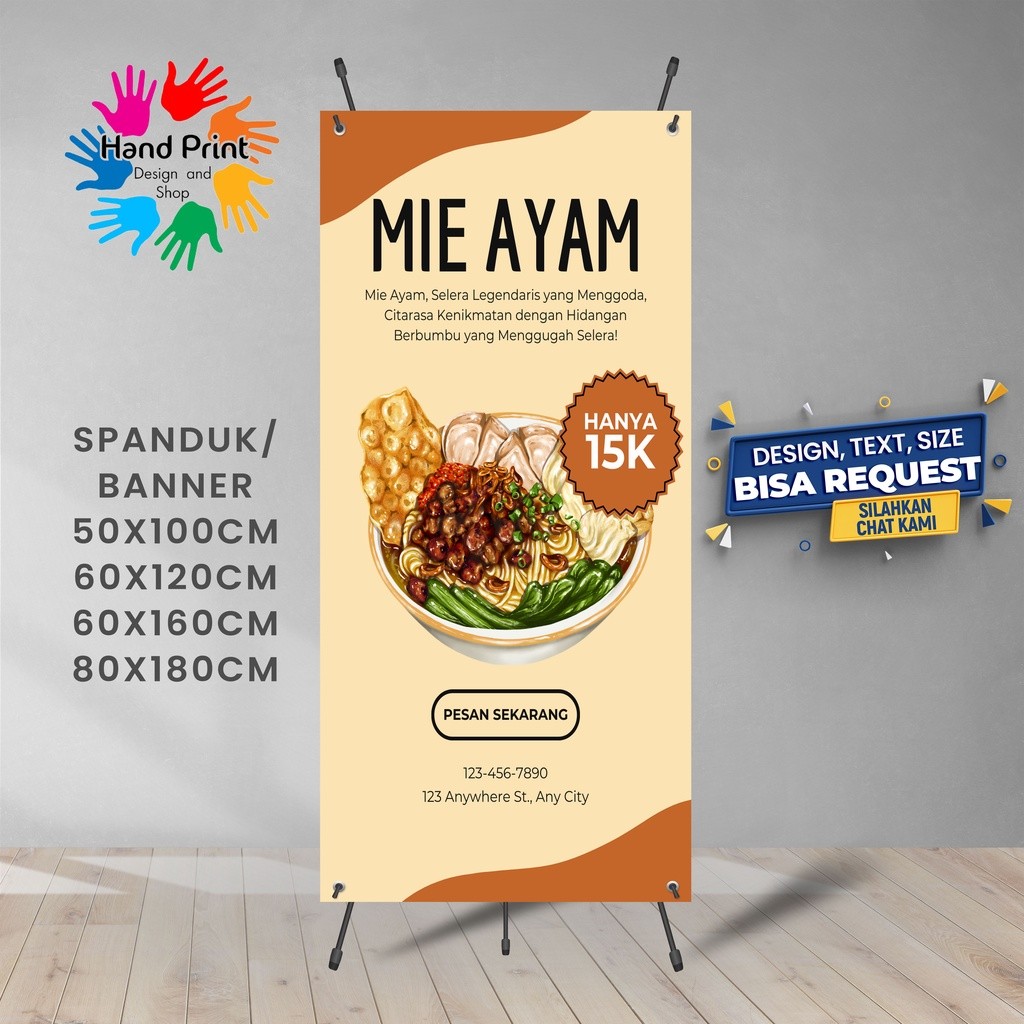 Jual SPANDUK BANNER Mie Ayam Bakso Mie Pangsit Request Desain | Shopee ...