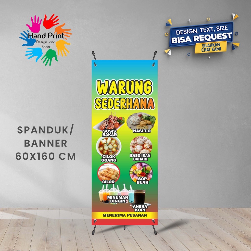 Jual Spanduk Banner Stand Warung Sederhana Aneka Makanan Pedas Dan Pop ...