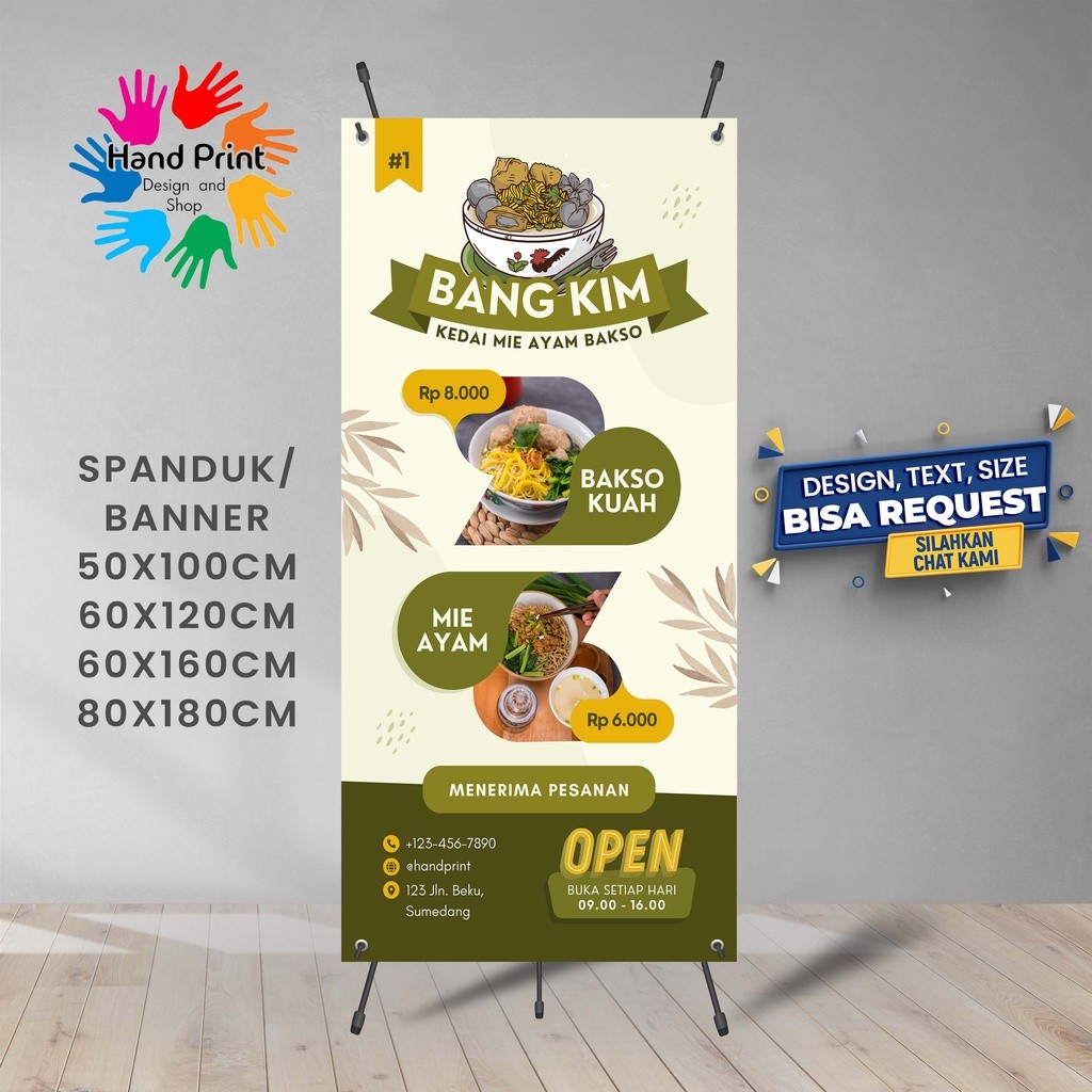 Jual SPANDUK BANNER Mie Ayam Mie Bakso Pangsit 60x160 CM Outdoor Free ...