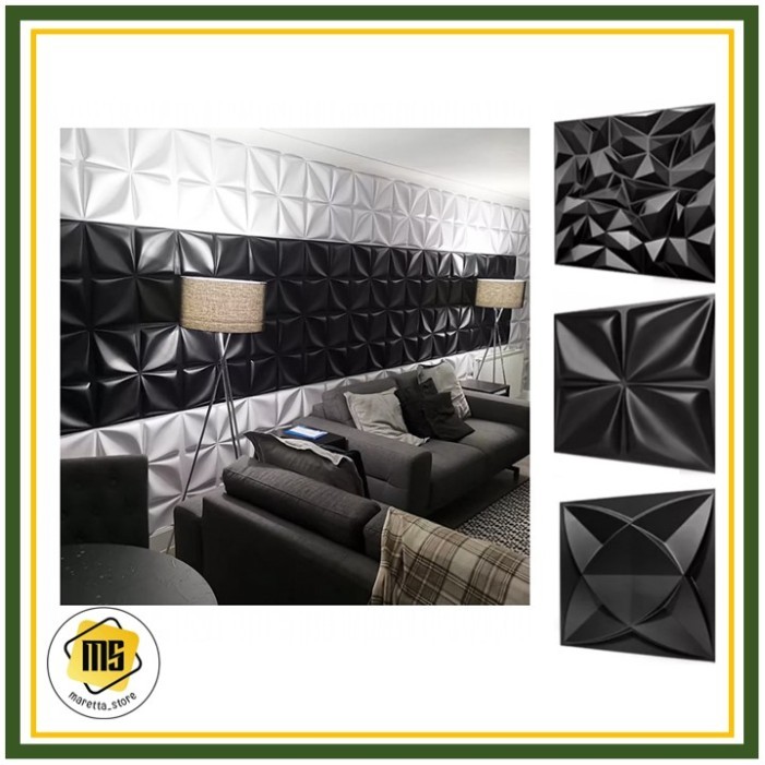 Jual Wall Panel 3D Pvc Hitam Ukuran 50 X 50 Cm | Shopee Indonesia