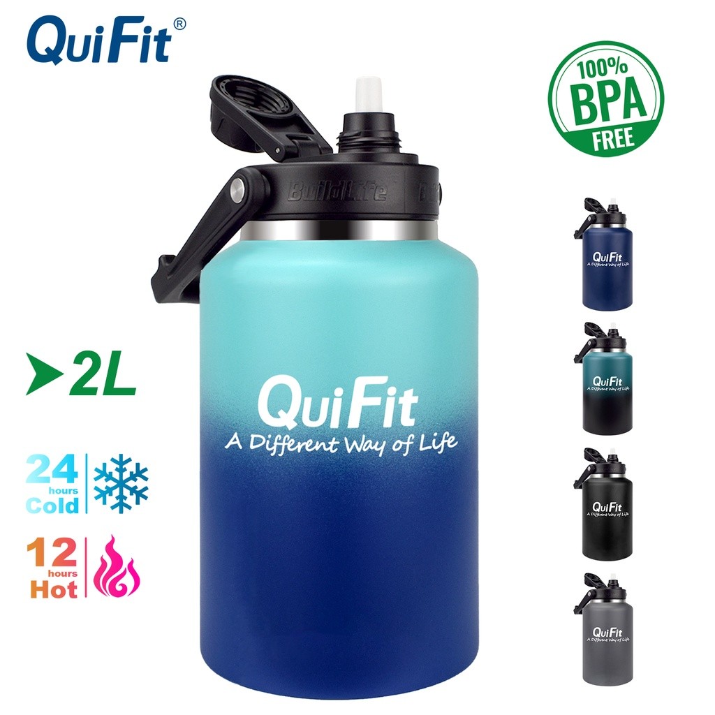 Jual QuiFit Botol Air Baja Tahan Karat 2L & 3,8L dengan Penanda Waktu ...