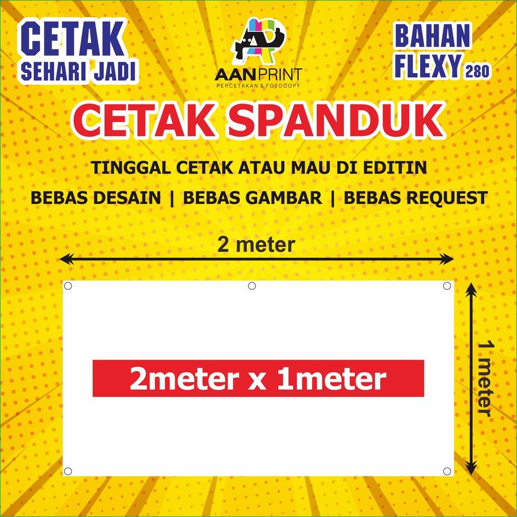 Jual Cetak Spanduk Ukuran 2meter X 1meter 200 X 100 Bebas Gambar