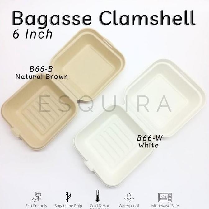 Jual Sugarcane Bagasse Burger Box 6 Inch / Korean Cake 450 Ml /25 Pcs /B66 Kualitas Premium ...