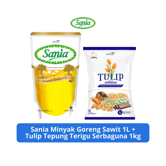 Jual Sania Minyak Goreng Sawit Premium Cooking Oil Pouch 1L + Tulip ...
