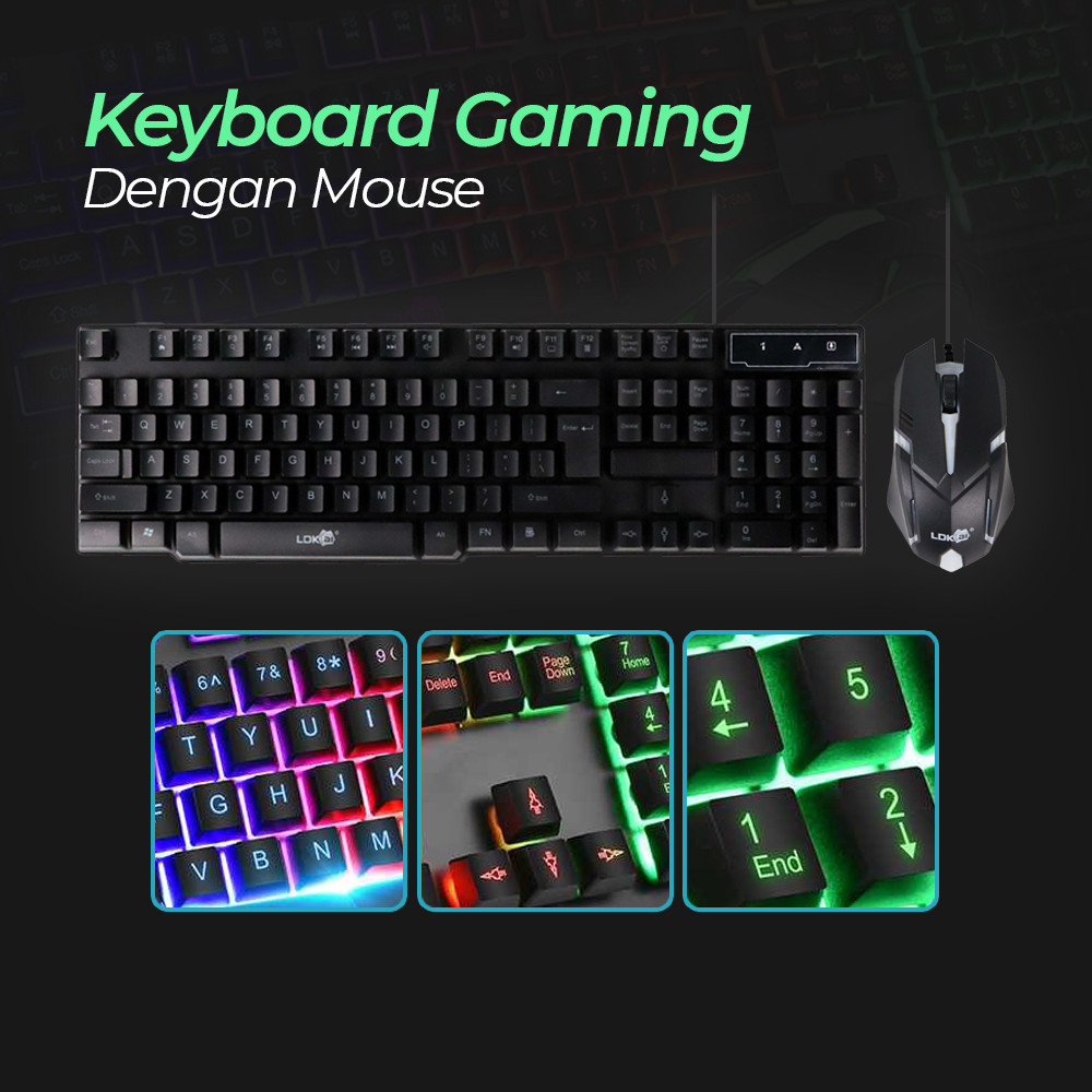 Jual Gaming Keyboard LED with Mouse - 832 - Hitam | Keyboard Gaming ...