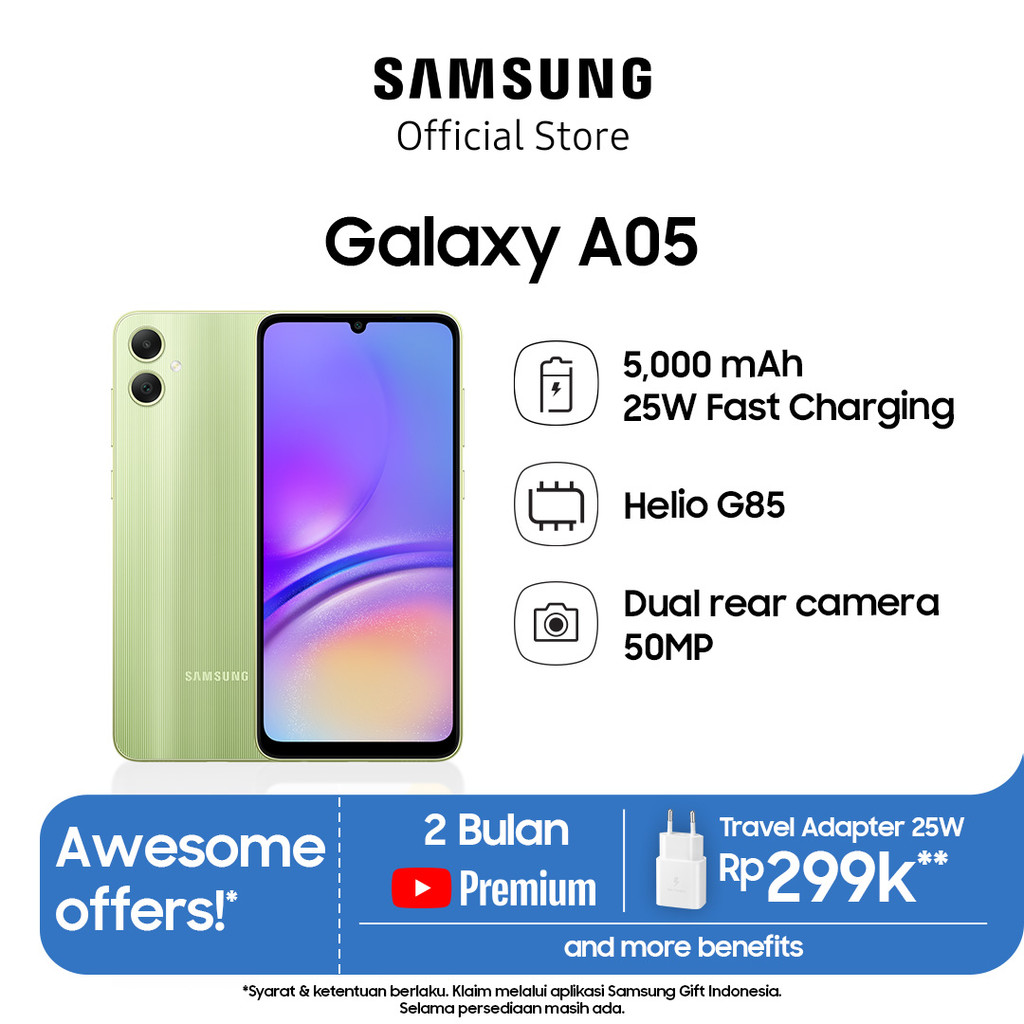 Jual Samsung Galaxy A05 4/64GB - Light Green | Shopee Indonesia