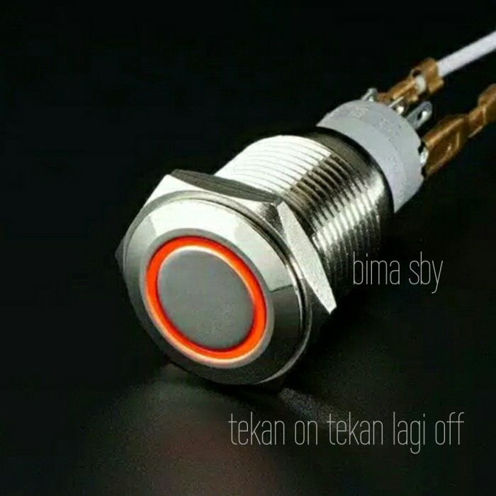 Jual 16MM/RED 12V/STAINLESS PUSH BUTTON SELF LOCK LED RING MURAH ...