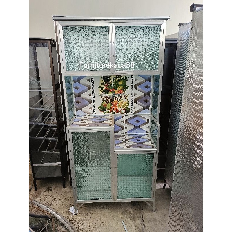 Jual Lemari Dapur Rak Piring Aluminium Keramik 2 pintu Tinggi 168 ...