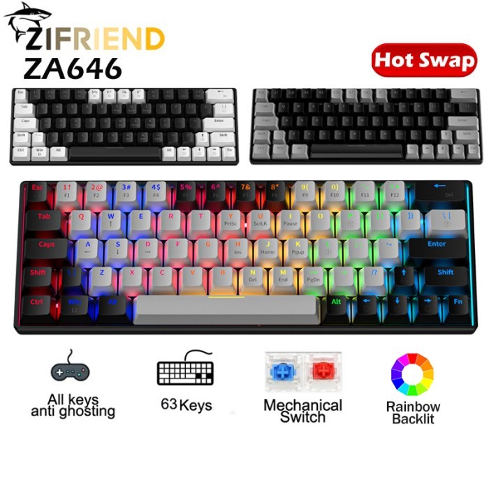 Jual PROMO!! 64 Keys Mechanical Gaming Keyboard White Backlit Hot ...