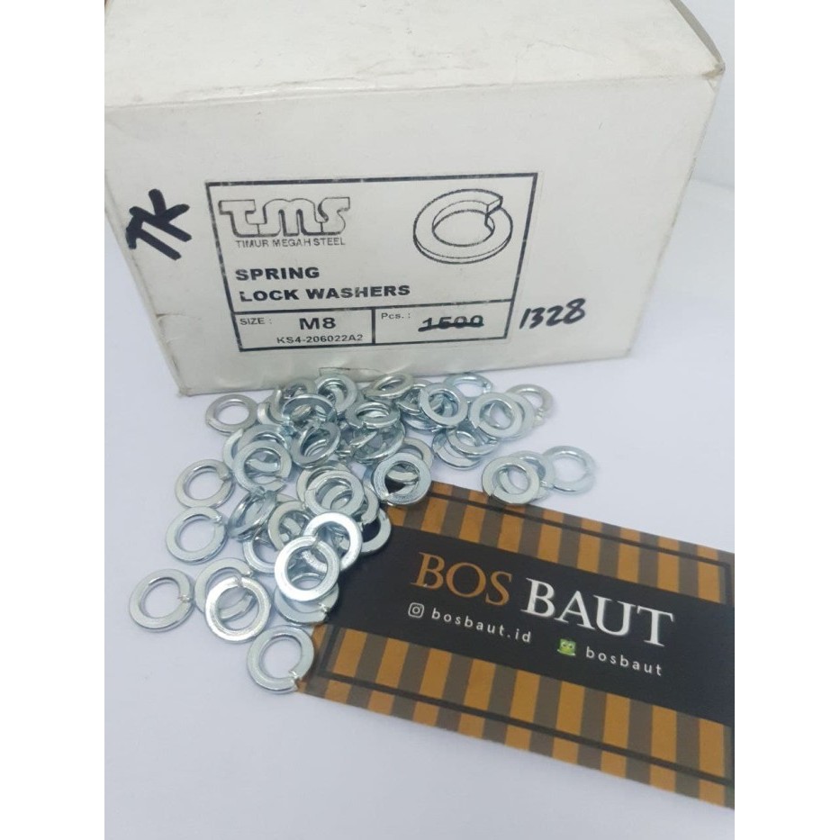 Jual Ring Veer Besi Putih - Spring Washer Ukuran M8 ISI 10 PCS | Shopee ...