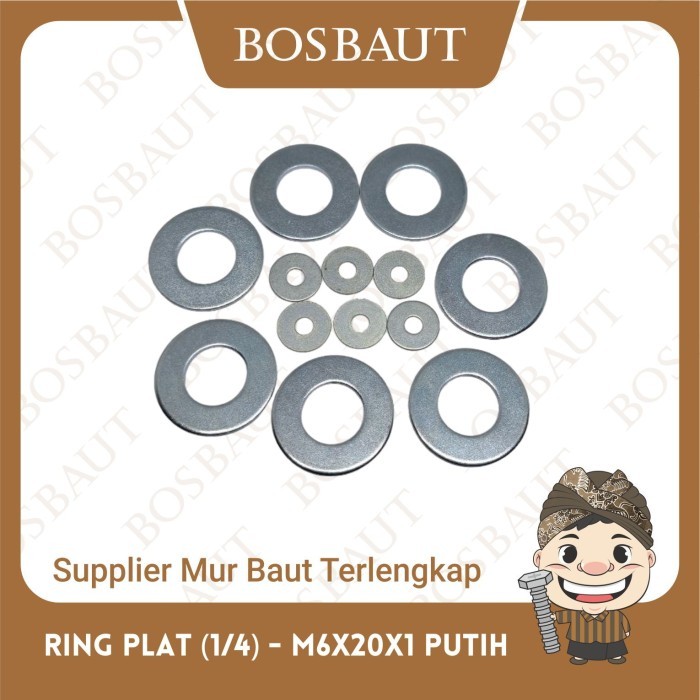 Jual Ring Plat / Flat Washer Besi M5x18x1 Putih - Ring Plat M5 | Shopee ...