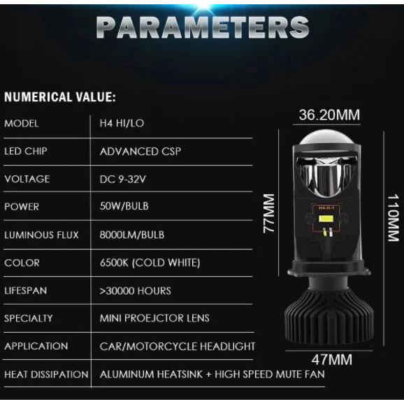 Jual Lampu LED Projie H4 Mini Projector Lens Lensa Mobil Motor Y6 Y6D ...