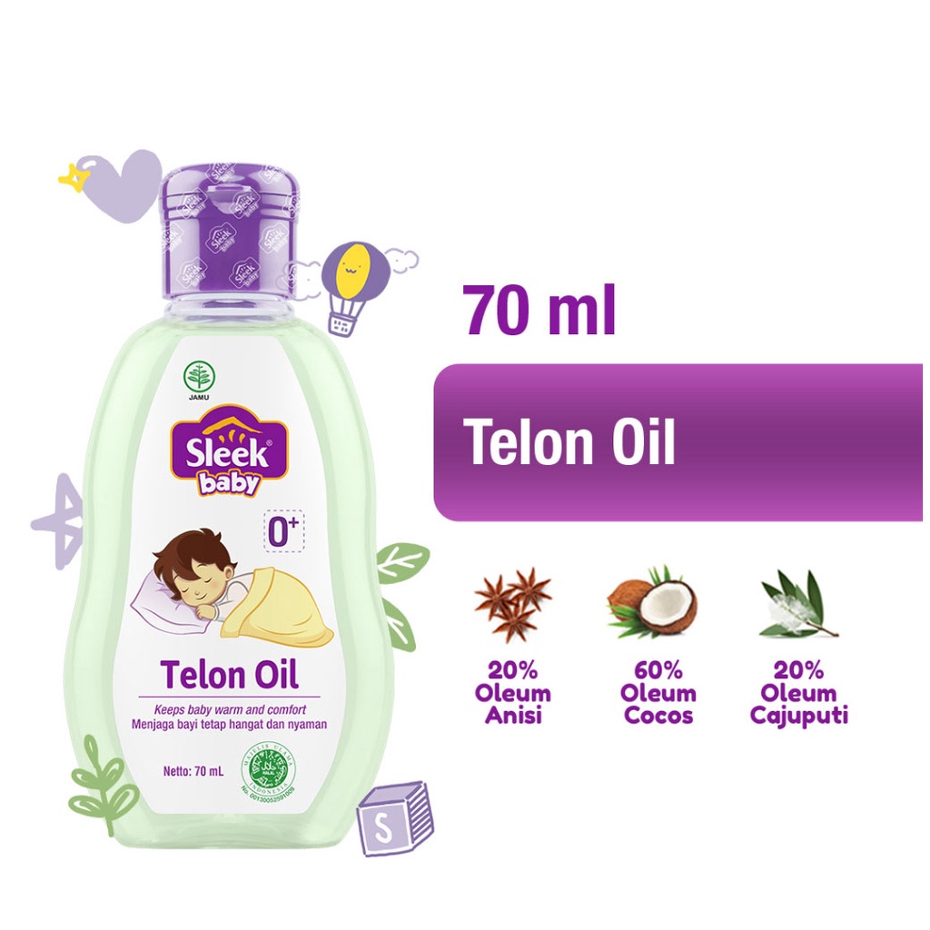 Jual Sleek Baby Telon/70ml/Oil Botol/Cegah Perut Baby Kembung | Shopee ...