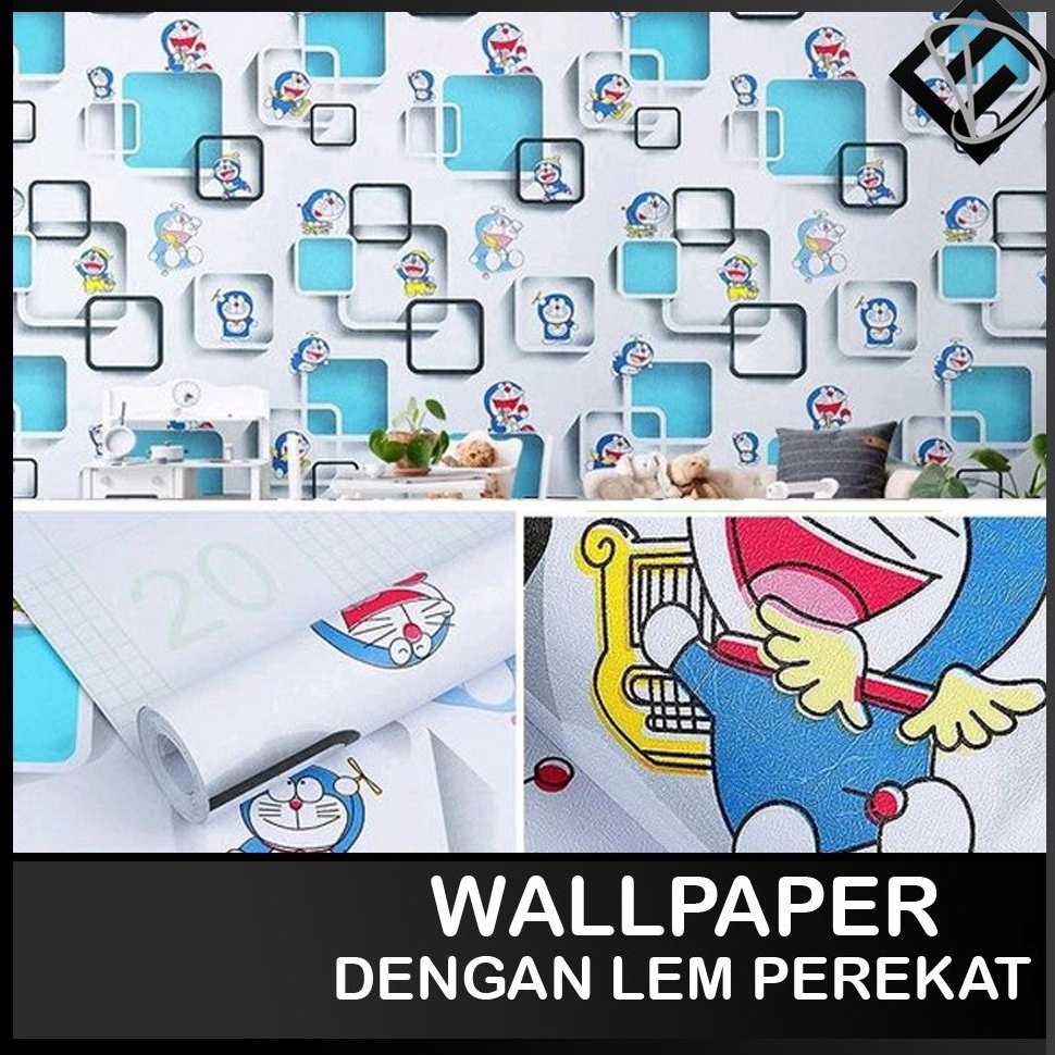 Jual NEW STOCK Wallpaper dinding kamar tidur MOTIF KARAKTER DORAEMON HELLO KITTY SPONGBOB ...
