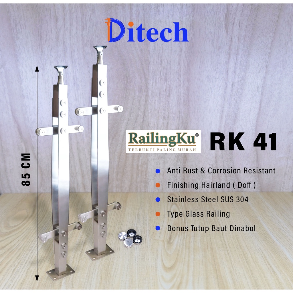 Jual Railing Tangga FULL STAINLESS Railing Ku / Tiang Railing Kaca ...