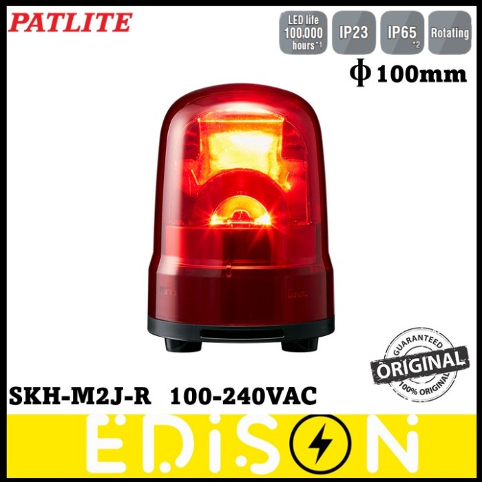 Jual NEW SERIES PATLITE SKH-M2J-R 100MM 100-240VAC RED LED ROTARY LAMP NO BUZZER ORIGINAL ...