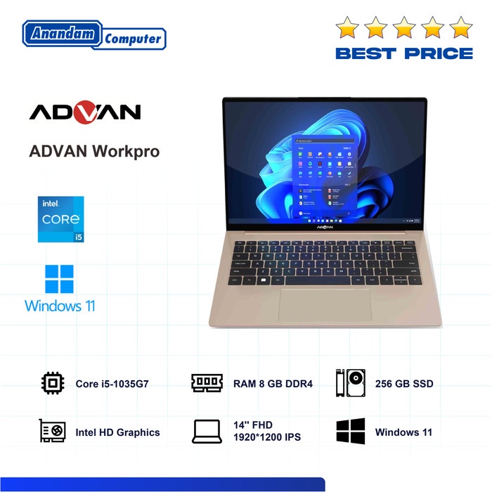 Jual Laptop ADVAN Workpro Intel Core i5-1035G7 8GB 256GB SSD 14" FHD ...