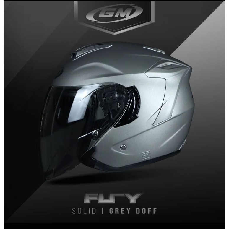 Jual GM FURY GREY DOFF SOLID DOUBLE VISOR ORIGINAL | HELM MOTOR HALF ...
