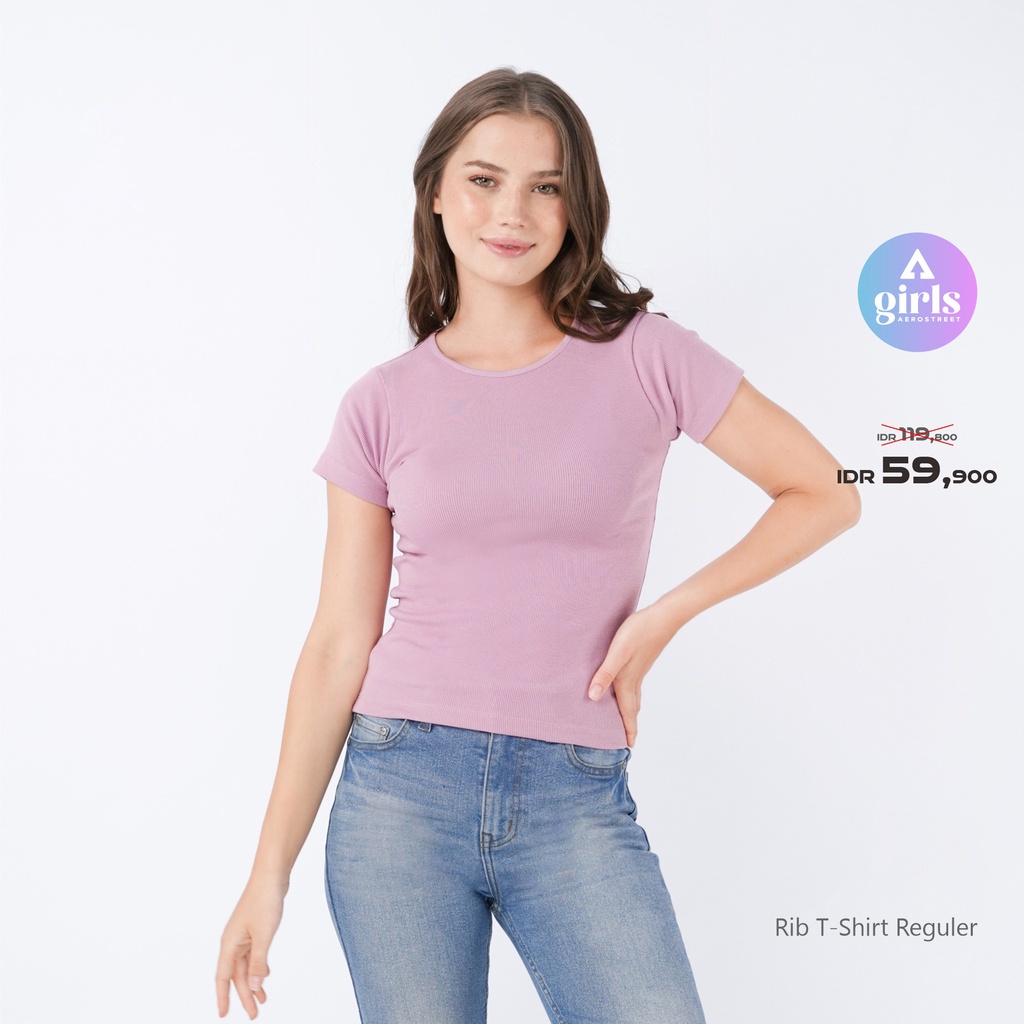 Jual Aerostreet Knit Rib T Shirt Emma lilac Knit Kaos T-Shirt Tshirt 1G000 | Shopee Indonesia
