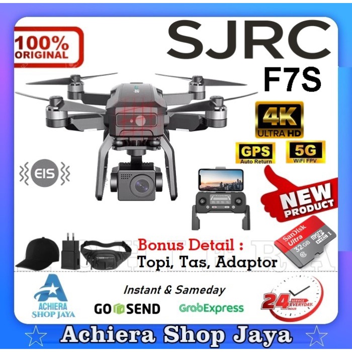 Jual RC DRONE SJRC F7S 4K PRO GPS 3KM 3 AXIS WIFI 5G EIS + OBSTACLE SENSOR | Shopee Indonesia