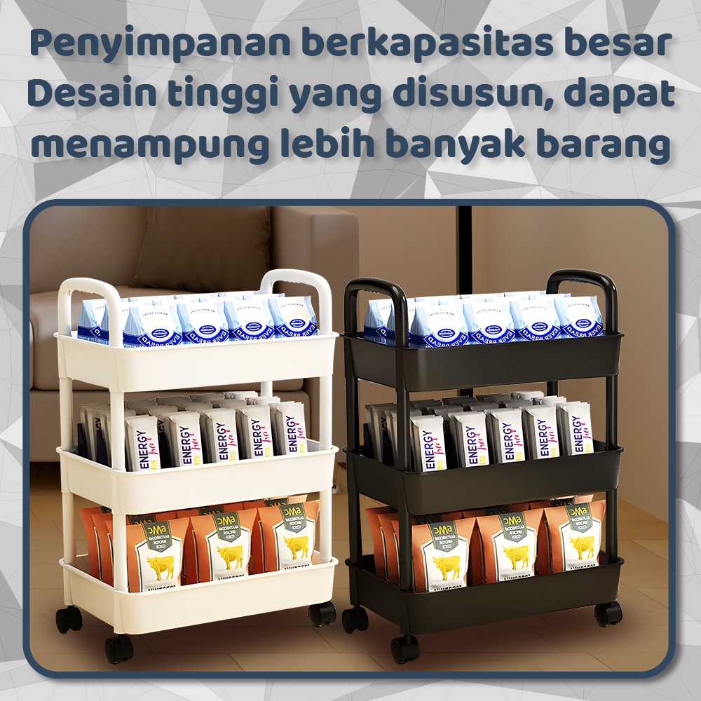 Jual Rak Susun Troli Serbaguna Rak Susun 3 Tingkat dengan Roda dan ...