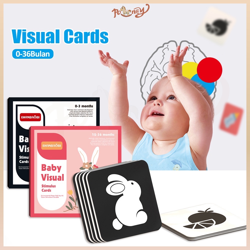 Jual Poney Visual card Flash card Kartu pintar stimulasi visual bayi ...