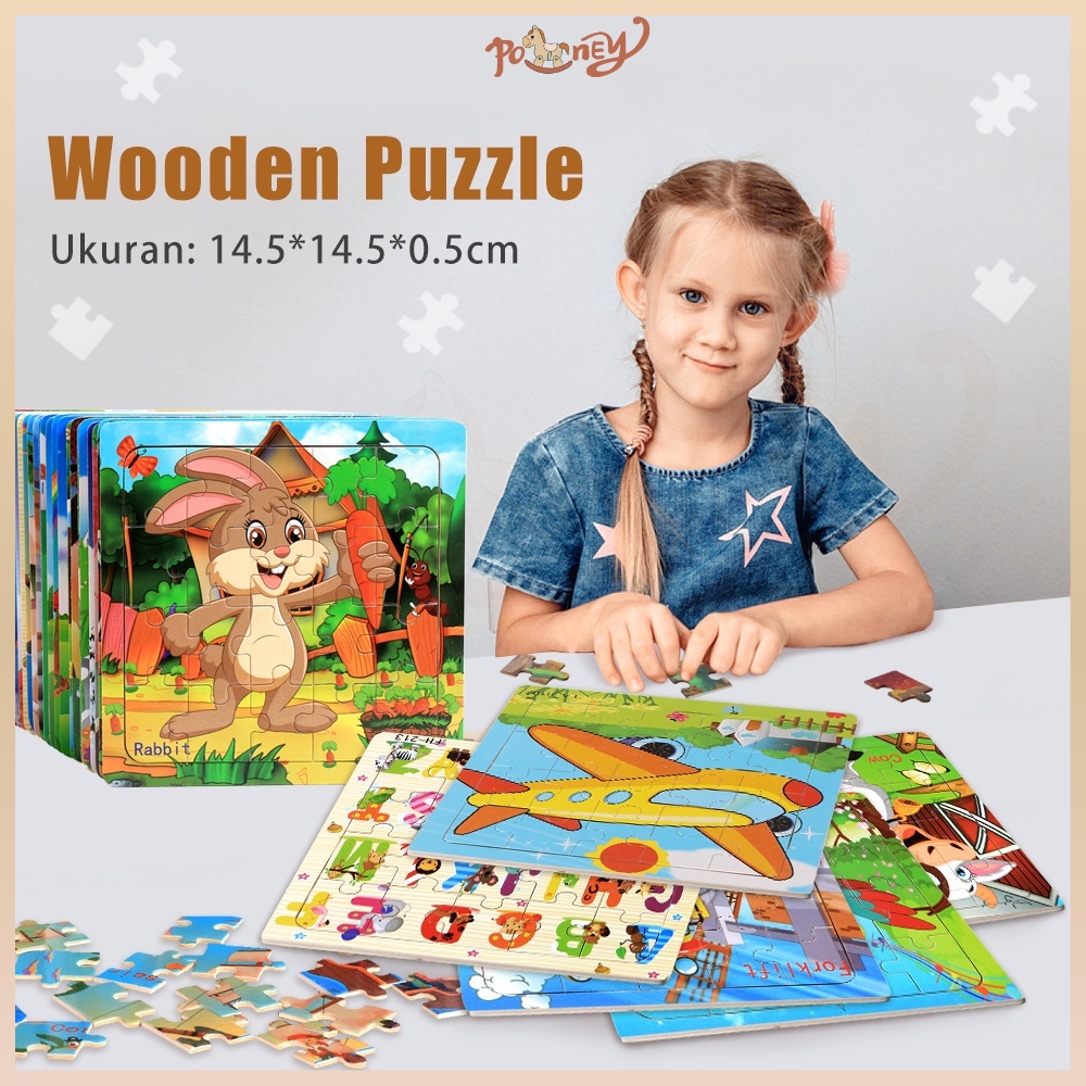 Jual Poney Puzzle kayu anak kartun Wooden toys Puzzel kayu mainan ...