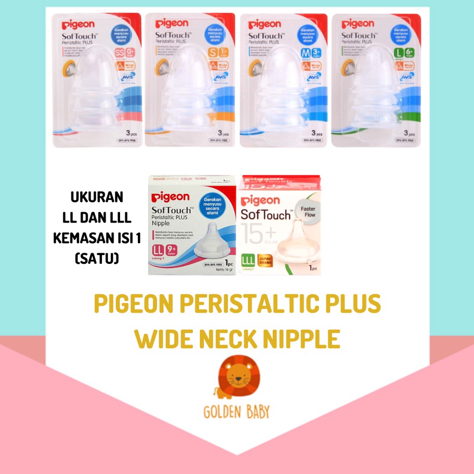 Jual Terupdate Pigeon SofTouch Peristaltic PLUS Nipple WIDE NECK DOT Blister e Produk Premium ...