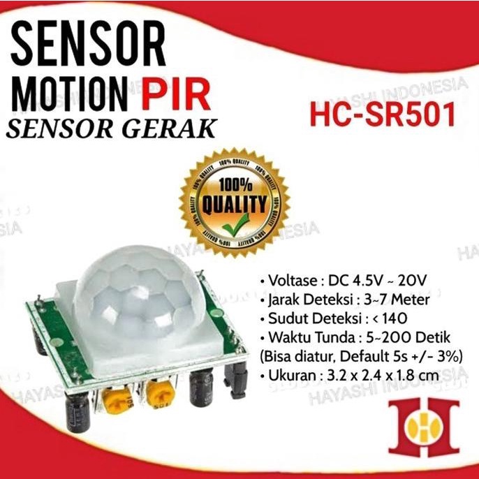 Jual PIR Motion Sensor Gerak / Sensor Detector Sensor Module HC-SR501 ...