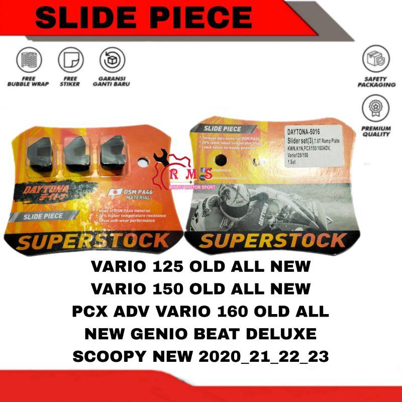 Jual KARET SLIDER/SLIDE PIECE DAYTONA RACING ISI 3 VARIO 125/150/160 ...