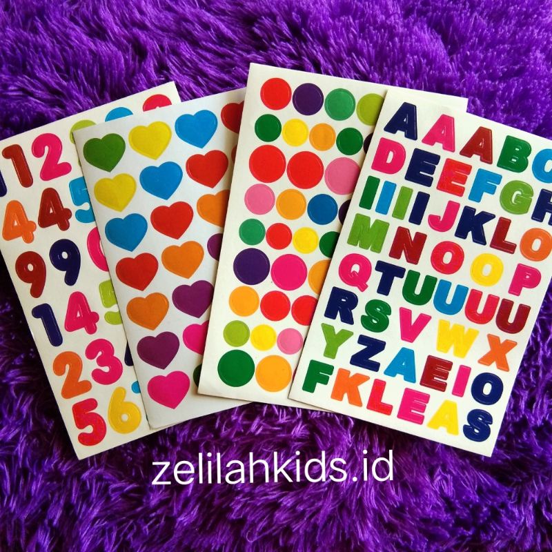 Jual Stiker tempel main anak / stiker reward anak / stiker huruf dan ...