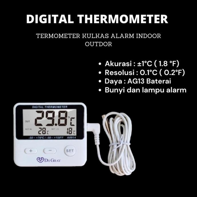 Jual Thermometer Kulkas Thermometer Freezer Digital Alarm Indoor ...