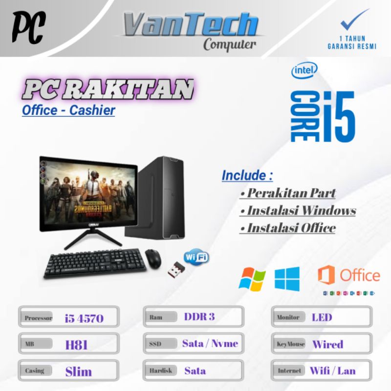 Jual Paket PC Rakitan Slim / Desktop Core i5 4570 Fullset Siap Pakai | Shopee Indonesia