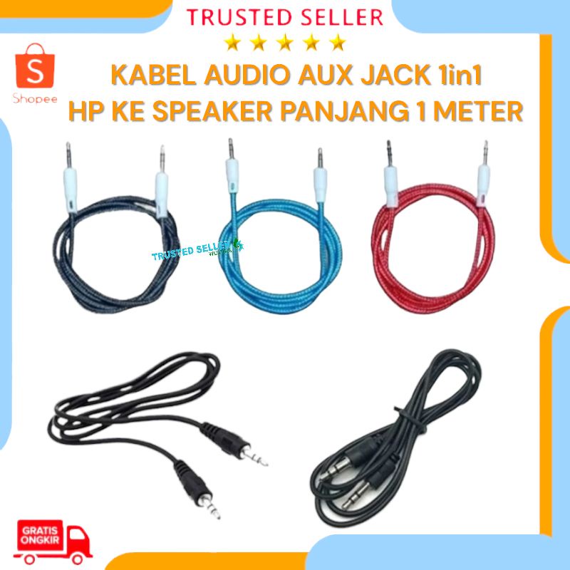 Jual KABEL AUDIO AUX JACK HP 1in1 3,5mm Panjang 100cm/1m SPEAKER MOBIL ...