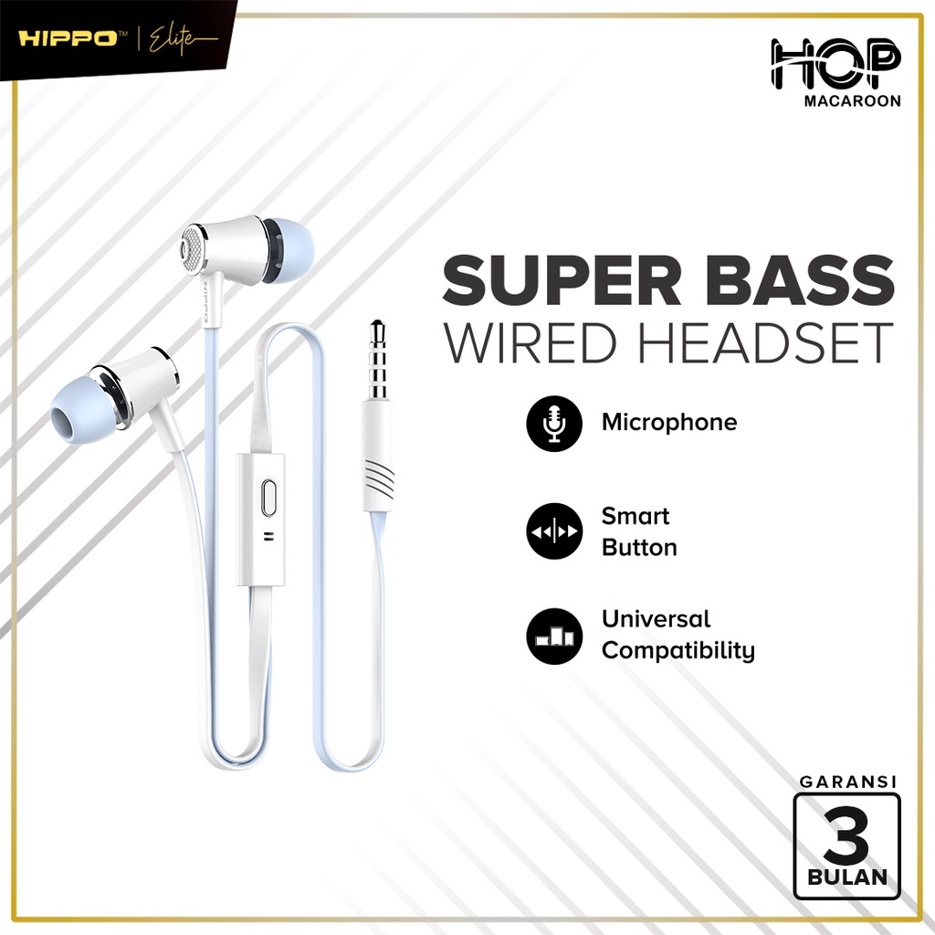 Jual Hippo Earphone Hop Macaroon Super Bass Jack 3.5mm Wired Handsfree ...