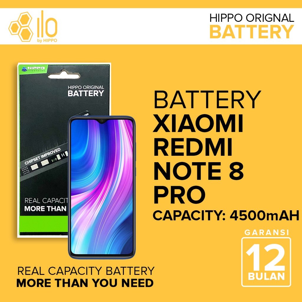 Jual Hippo Baterai Baterry 100% ORI Baterai Xiaomi Redmi Note 8 Pro ...
