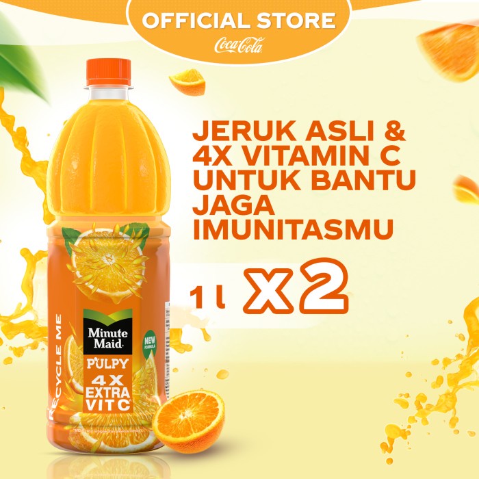 Jual Minute Maid Pulpy Orange - Botol 1000mL x 2pcs | Shopee Indonesia